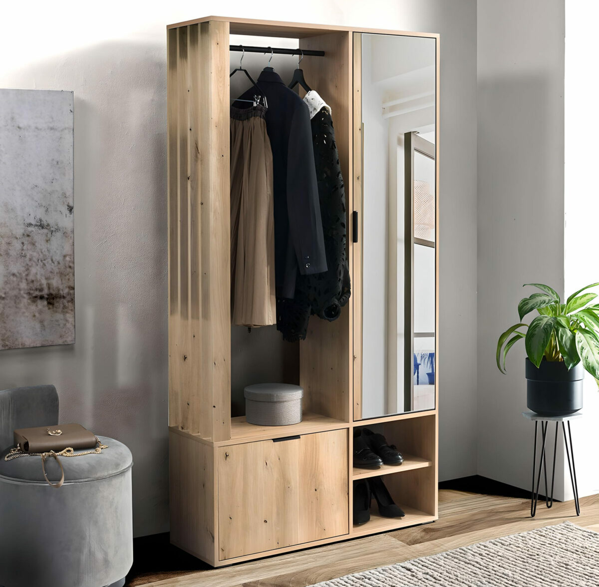 Meuble d'entrée vestiaire LUCIA disponible en deux coloris
